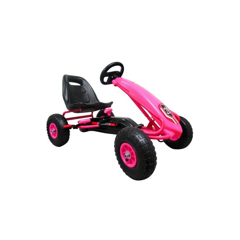 Kart cu pedale Gokart, 3-7 ani, roti gonflabile, G4 R-Sport - Roz