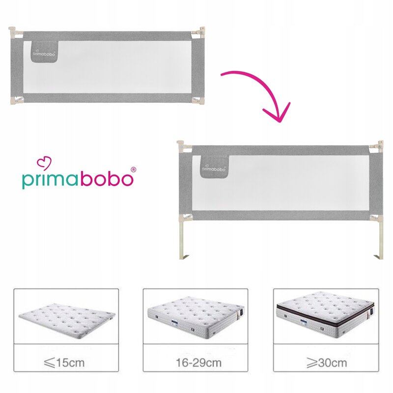 Protectie laterala pat, Primabobo,Classic, 140 cm, Inaltime reglabila ...