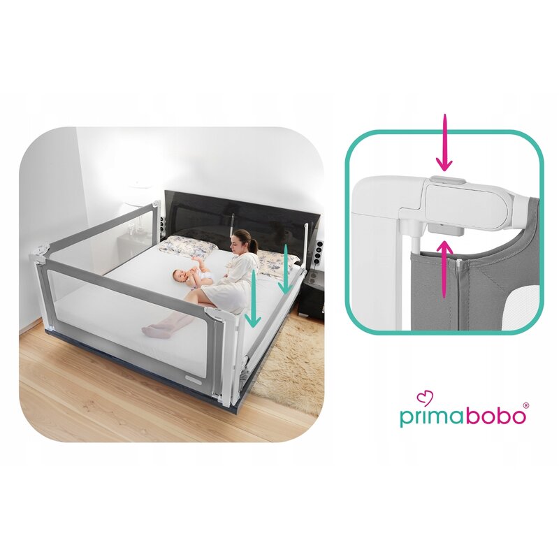 Protectie laterala pat, Primabobo, Lux, 200 cm, Inaltime reglabila 80 ...