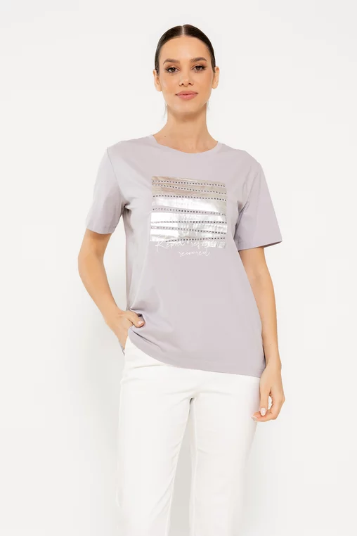 Tricou bumbac gold square roz BMM0308caramel