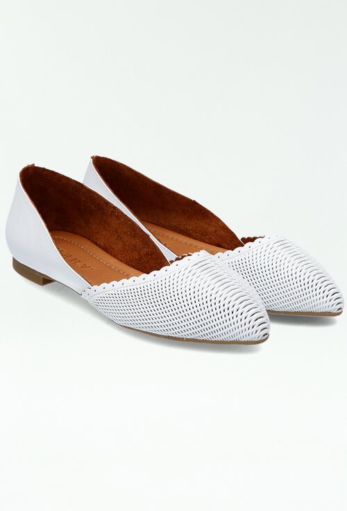 Balerini albi din piele naturala - Dasha.ro