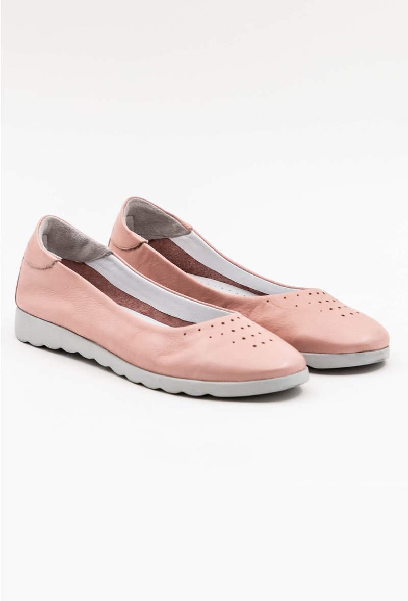 Balerini roz pal din piele naturala cu talpic buretat - Dasha.ro