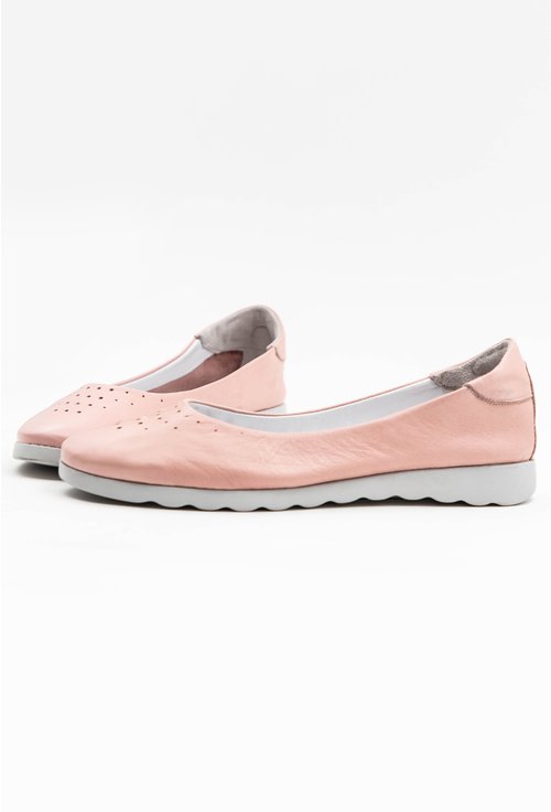 Balerini roz pal din piele naturala cu talpic buretat - Dasha.ro
