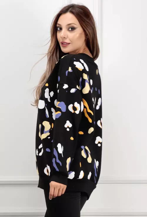 Bluza neagra cu detalii colorate - Dasha.ro