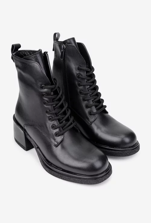 Botine dama din piele naturala neagra - Dasha.ro