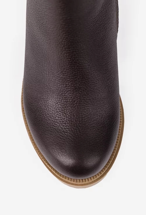Botine dama maro din piele texturata - Dasha.ro