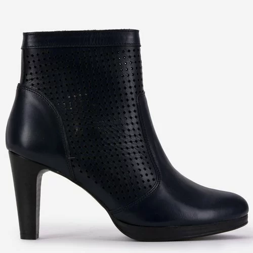 Botine bleumarin din piele naturala Katinka | Botine office din piele ...