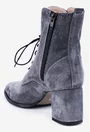 Botine gri din piele intoarsa cu siret si fermoar - Dasha.ro