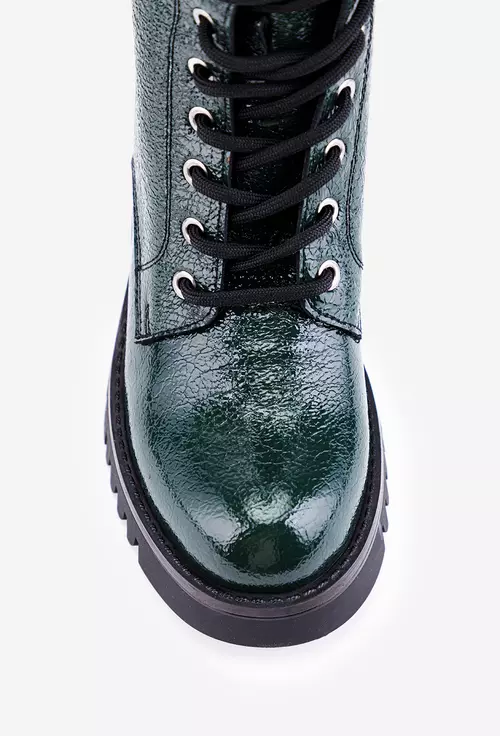 Botine verzi din piele lacuita - Dasha.ro