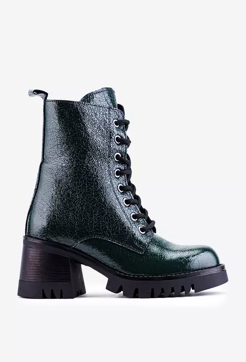 Botine verzi din piele lacuita - Dasha.ro