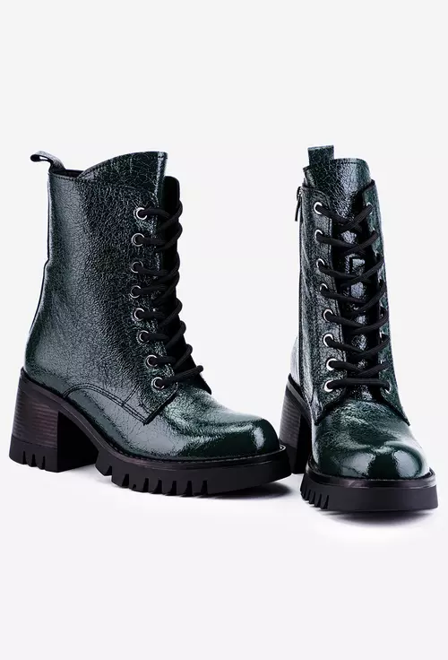 Botine verzi din piele lacuita - Dasha.ro