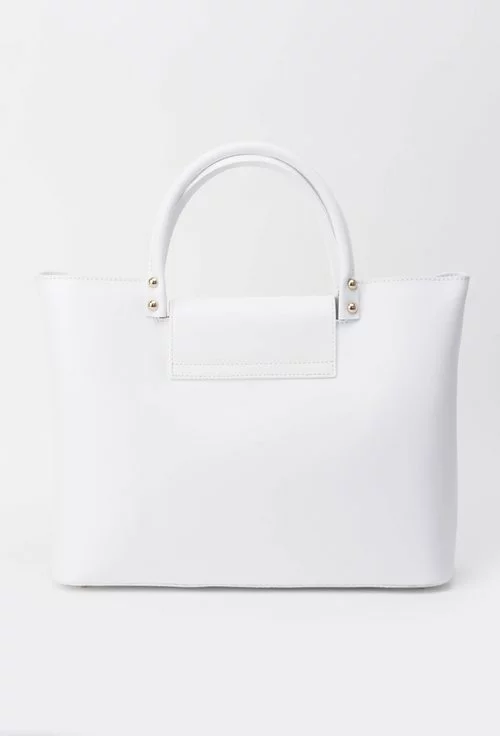 Geanta alba din piele naturala Jordan | Dasha.ro