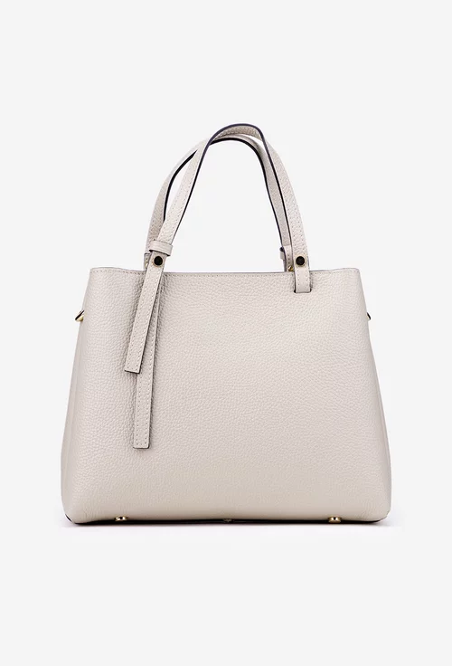 Geanta confectionata din piele texturata bej- Dasha.ro