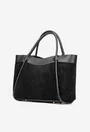Geanta dama neagra din piele intoarsa si texturata - Dasha.ro