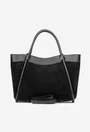 Geanta dama neagra din piele intoarsa si texturata - Dasha.ro