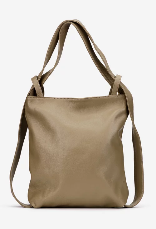 Geanta/Rucsac dama din piele texturata culoarea bej - Dasha.ro