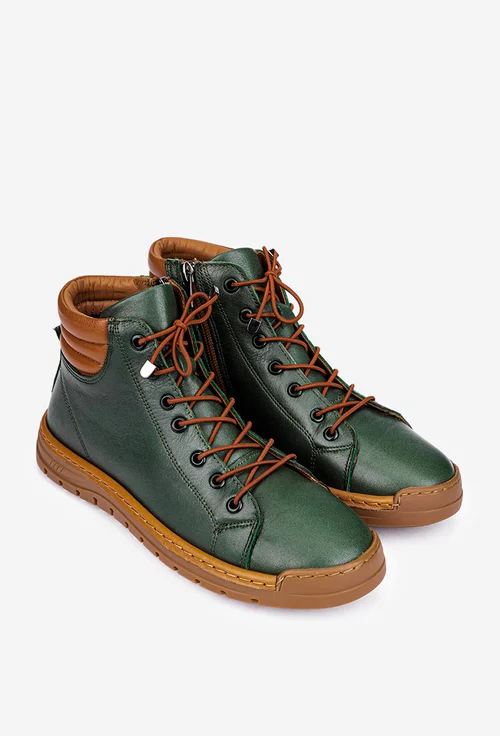 Ghete dama NUR verzi cu maro din piele naturala - Dasha.ro