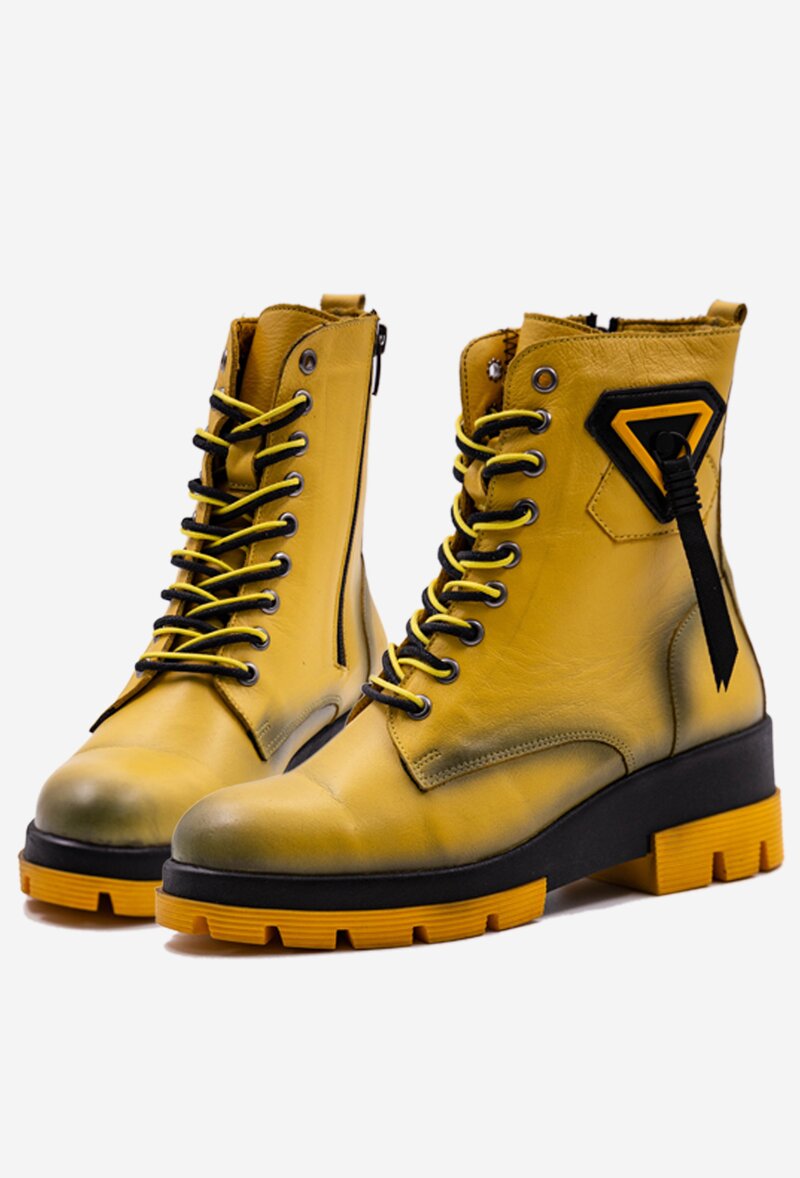 Ghete galbene din piele naturala - Dasha.ro