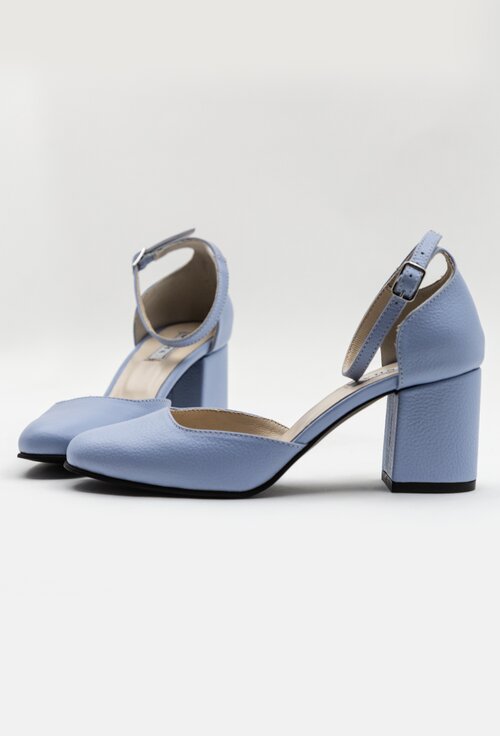 Pantofi bleu deschis din piele naturala cu bareta - Dasha.ro