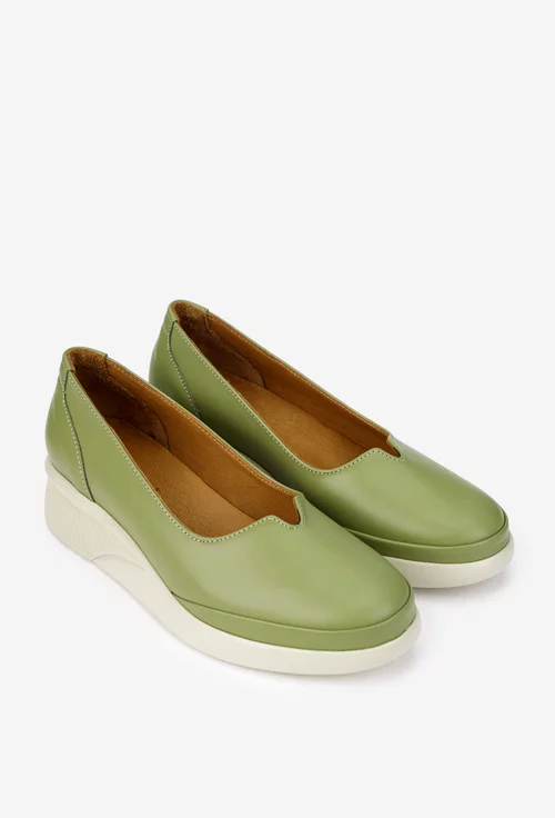 Pantofi dama din piele naturala verde - Dasha.ro