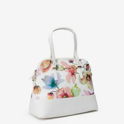 Geanta cu imprimeu floral din piele ecologica Mariposa | Poseta alba ...