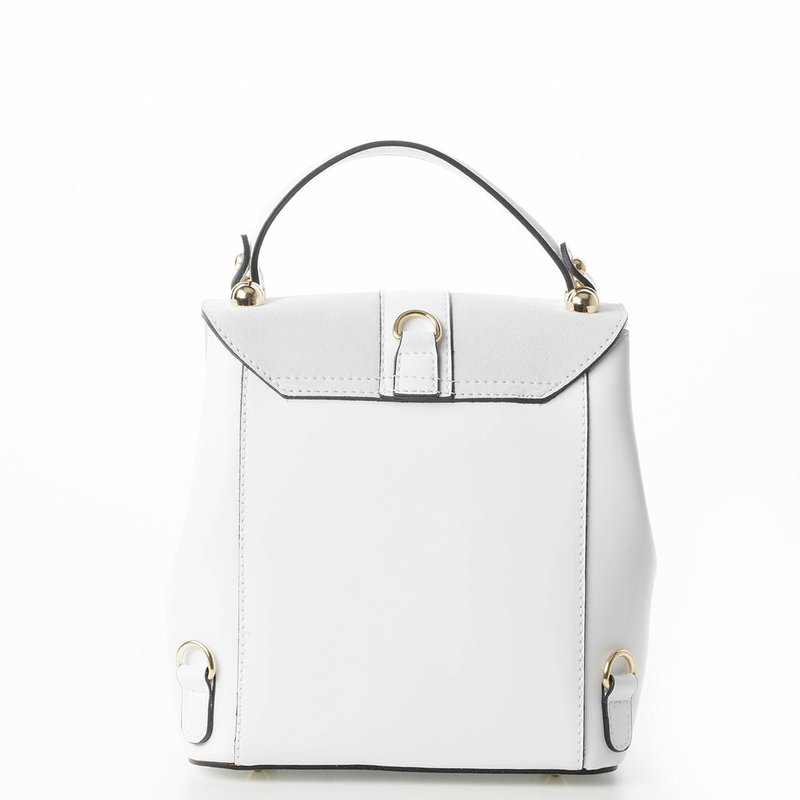 Poseta alba din piele naturala intoarsa si piele mata | Dasha.ro