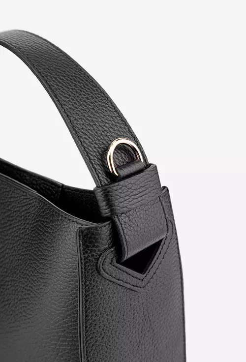 Poseta neagra din piele texturata - Dasha.ro