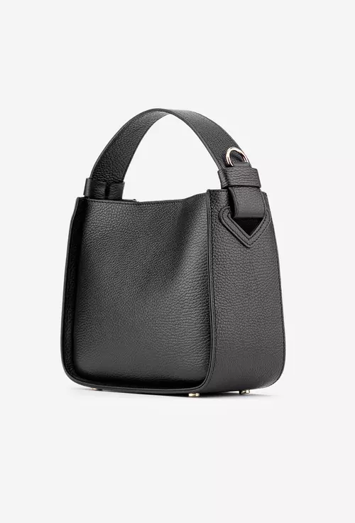 Poseta neagra din piele texturata - Dasha.ro