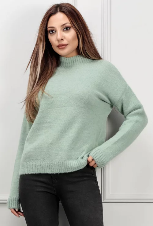 Pulover verde pufos - Dasha.ro