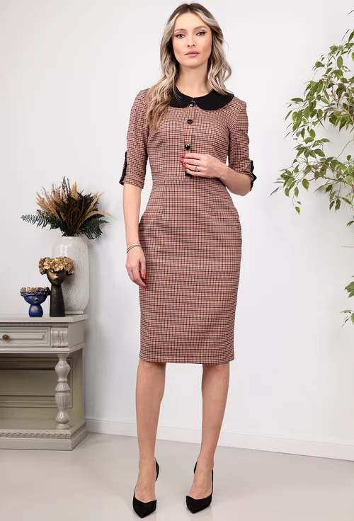 Rochie in carouri cu buzunare - Dasha.ro