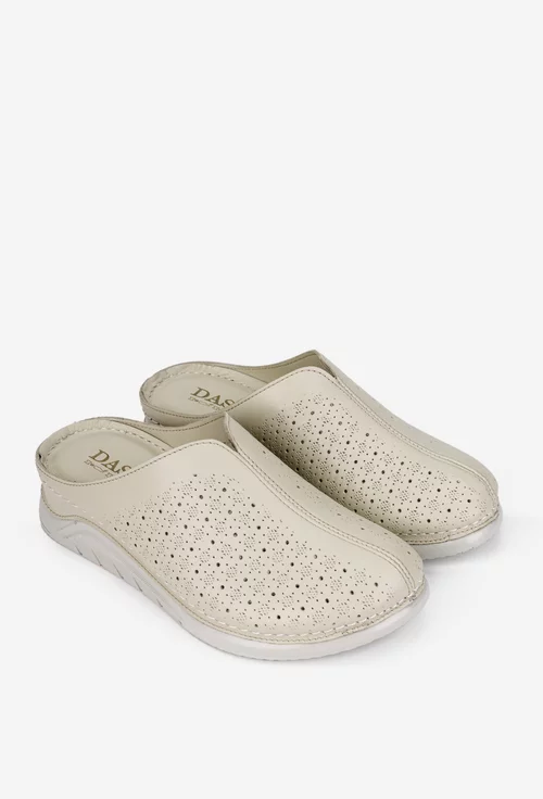 Saboti dama din piele naturala bej deschis - Dasha.ro