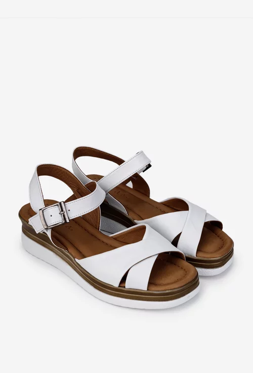 Sandale dama albe din piele naturala - Dasha.ro