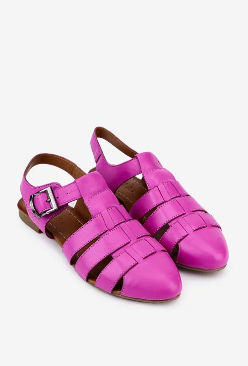 Sandale fuchsia din piele cu decupaje - Dasha.ro
