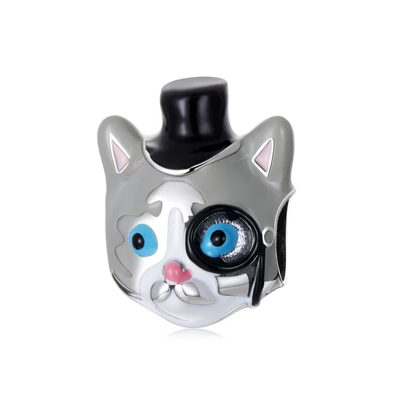 Ezüst talizmán Monocle Cat