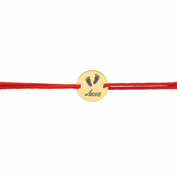 Bratara cu snur Banut Aur 14k 10 mm personalizata cu text/ simbol