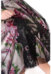 Rochie de gala passion glow din tafta imprimata si tull brodat