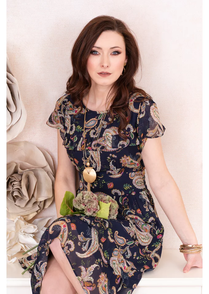 Rochie din vascoza cu print paisley - Guara