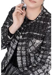 Sacou din tweed preciousonix cu fir argintiu si nasturi fantesy cu pietre