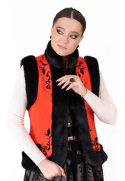 Vesta winter amour din lana coral cu margine din blana