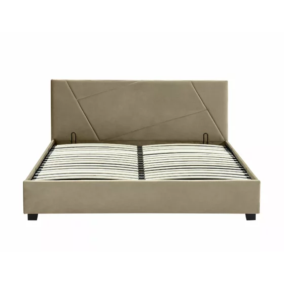 Pat Tapitat Cu Somiera Rabatabila, Caracas 160x200 cm, Catifea Beige ...