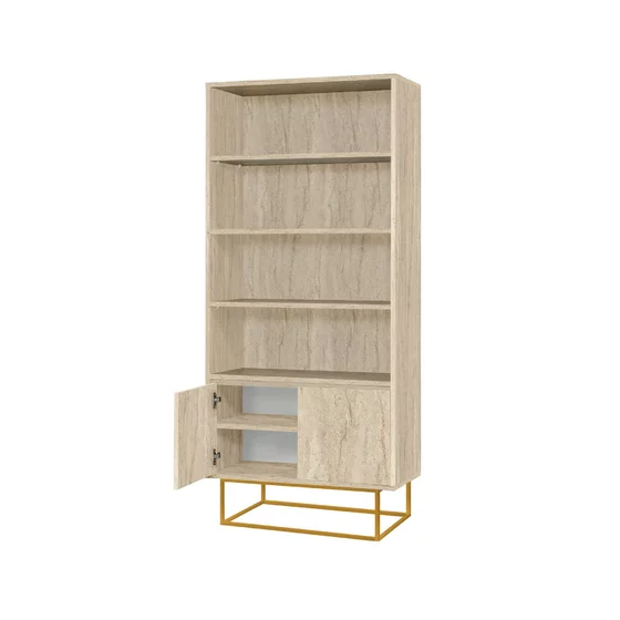 Raft carti cu polite si usi - Laxus Rea, 80x36x182 cm , Pal Melaminat ...