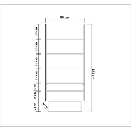 Raft carti cu polite si usi - Laxus Rea, 80x36x182 cm , Pal Melaminat ...