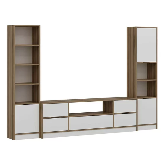 Set Mobilier de living, Elina - 8608, 270x35x180 cm, Pal Melaminat, Alb ...