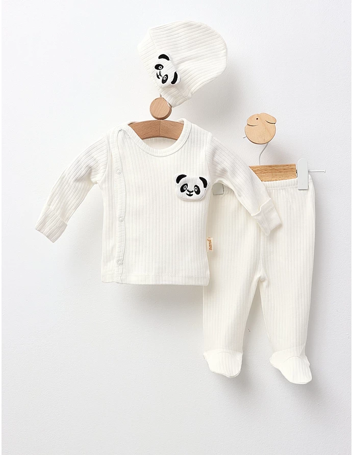 Set 3 piese Nana Panda, alb