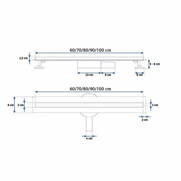 Set rigola pentru dus plus capac 80 cm Rea Neo Slim Pro Inox 5902557330041 | Neakaisa.ro